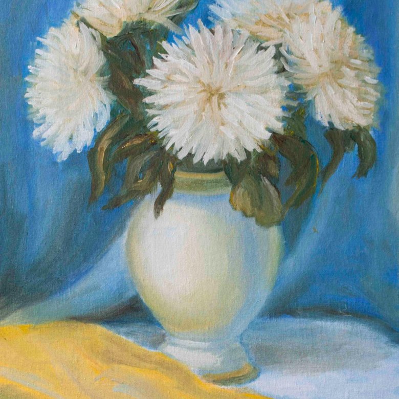 Картина Белые хризантемы 30х40 маслом купить в Москве цена 1 500 руб дата размещения 08